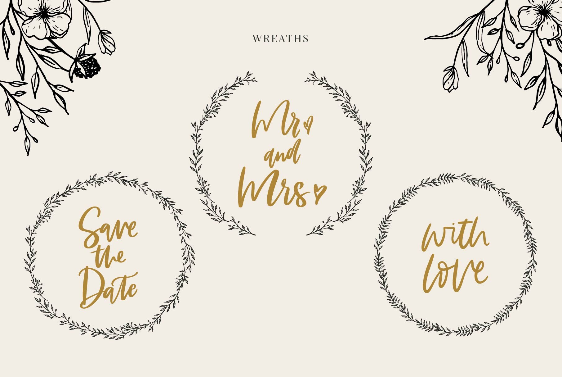 Hand Drawn Floral Collection Floral Pattern Floral Set - Etsy