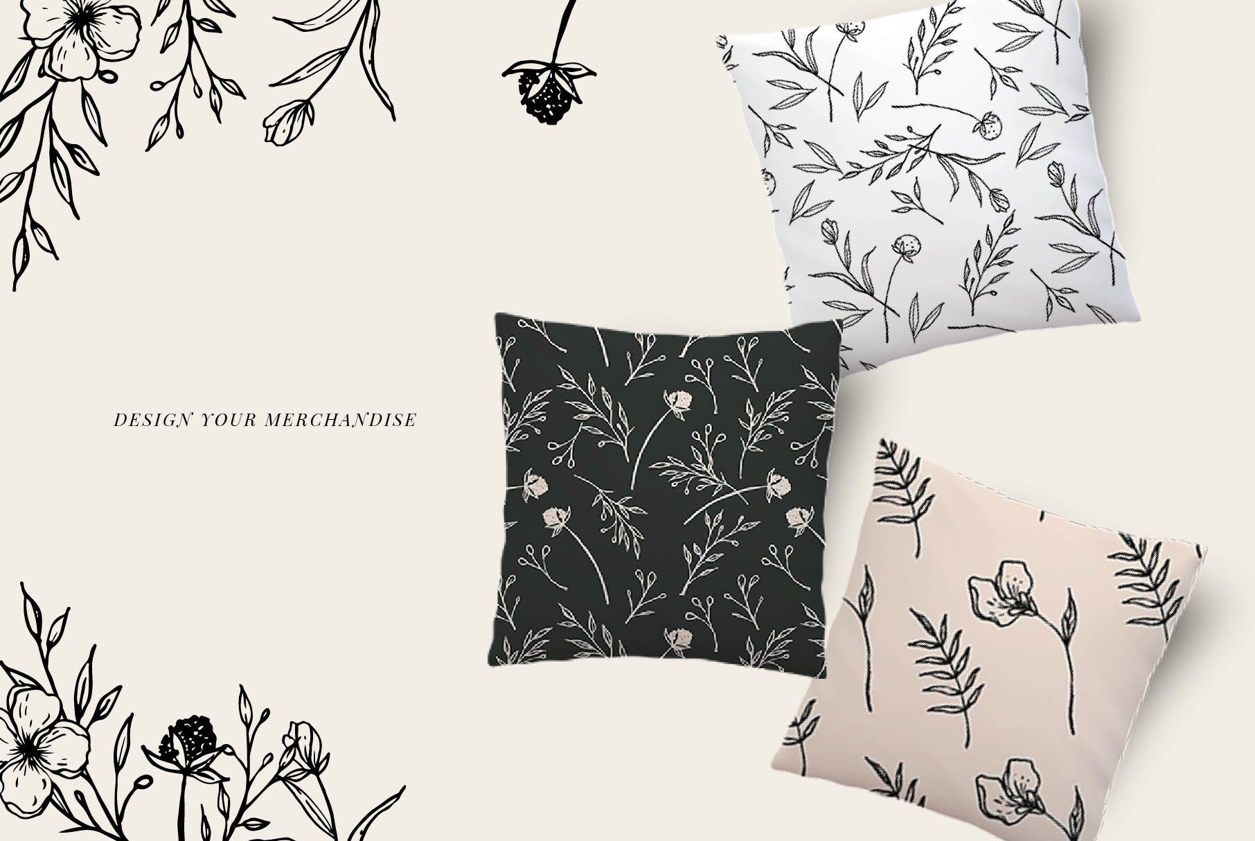 Hand Drawn Floral Collection Floral Pattern Floral Set - Etsy