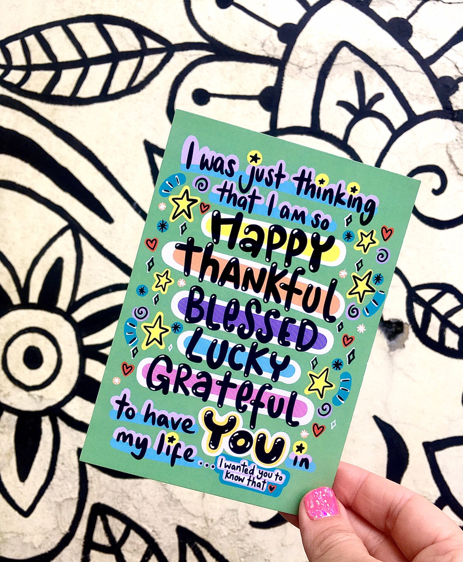 HAPPY - THANKFUL - POSTCARD Positivity Postcard Appreciation Postcard ...