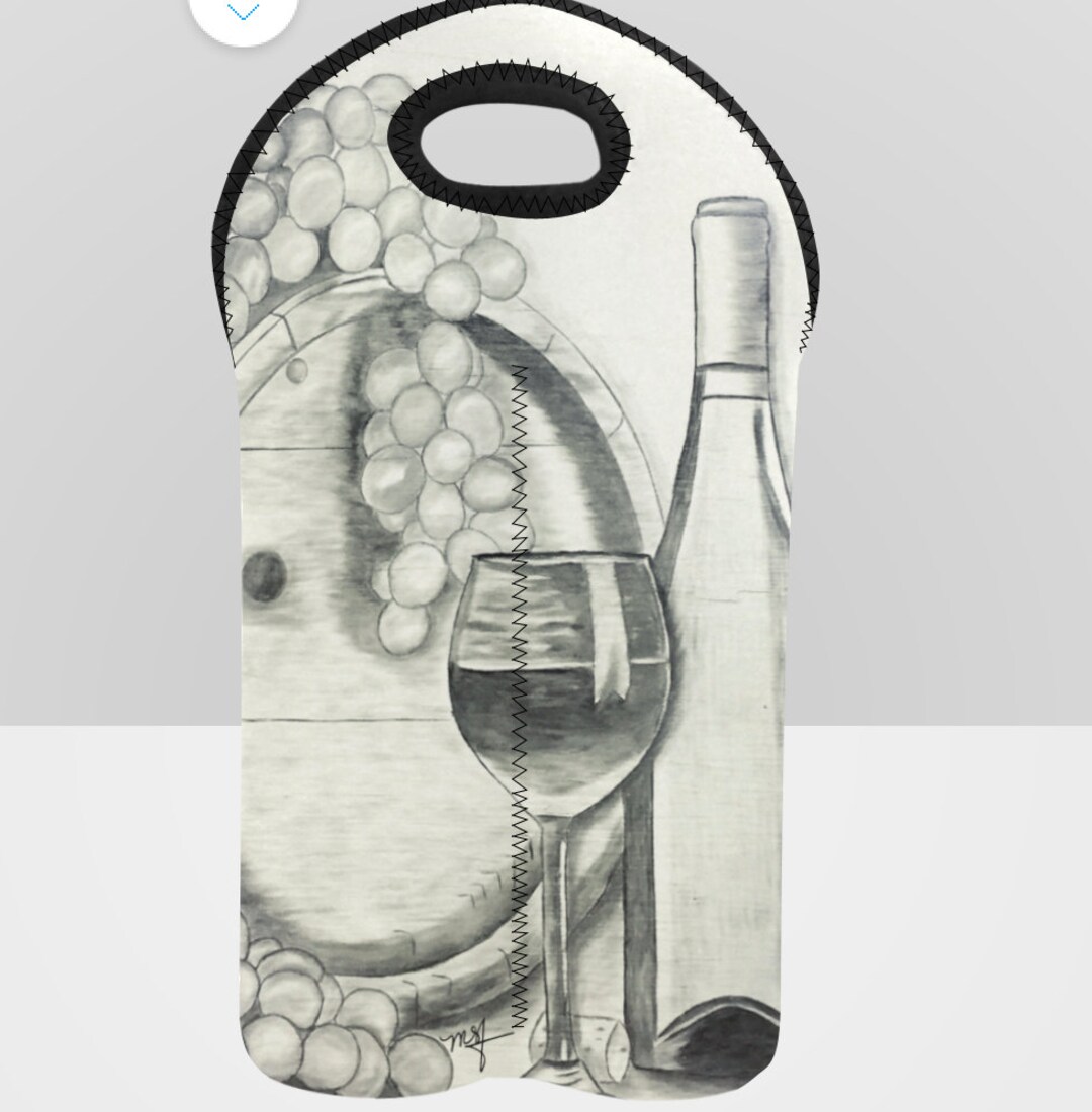 Wine Tote Bag, Wine Barrel, Grapes, Wine Carrier, Neoprene Tote, Holds ...
