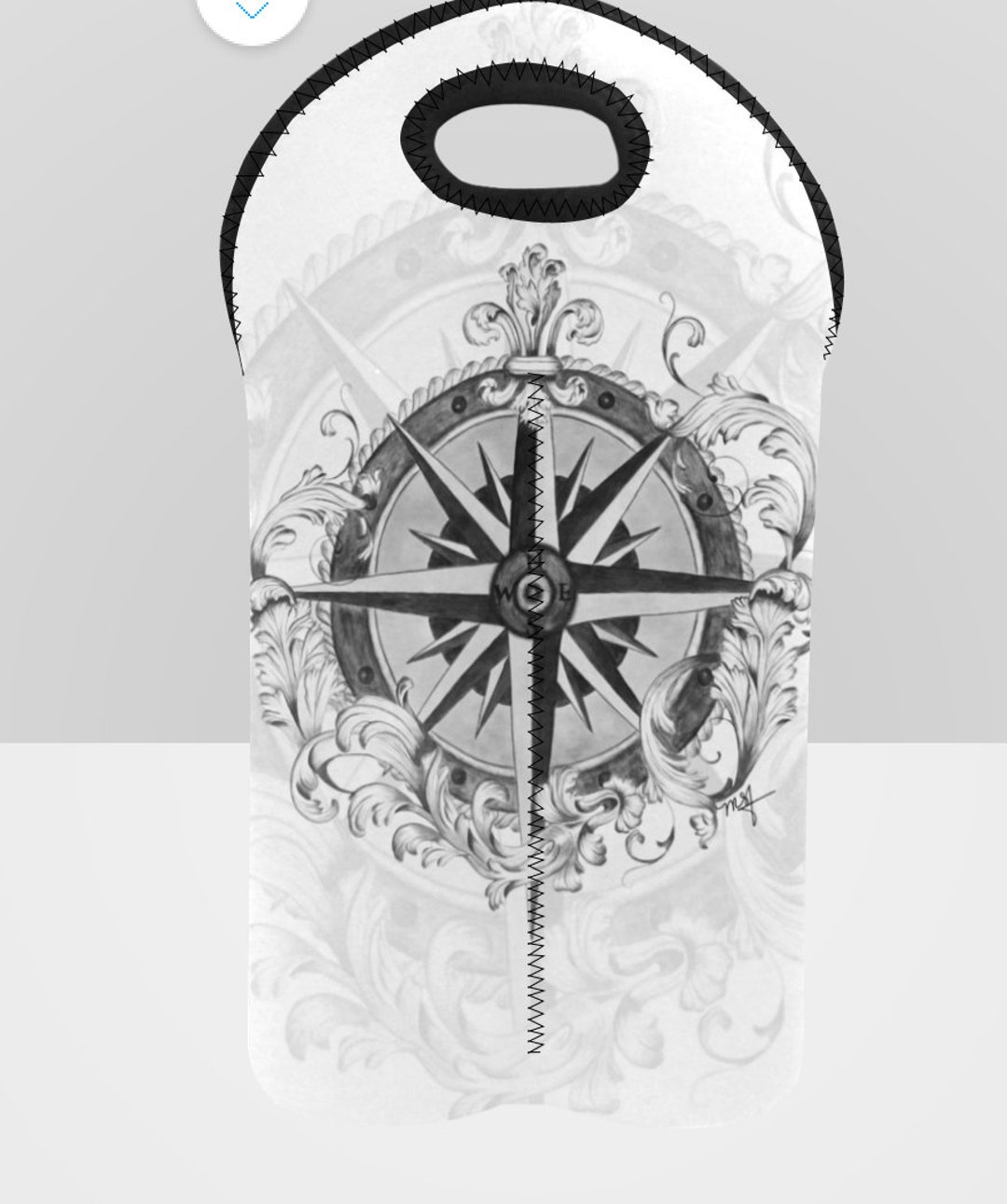 Compass Rose Wine Carrier, Double Wine Tote With Original Hand Painted ...