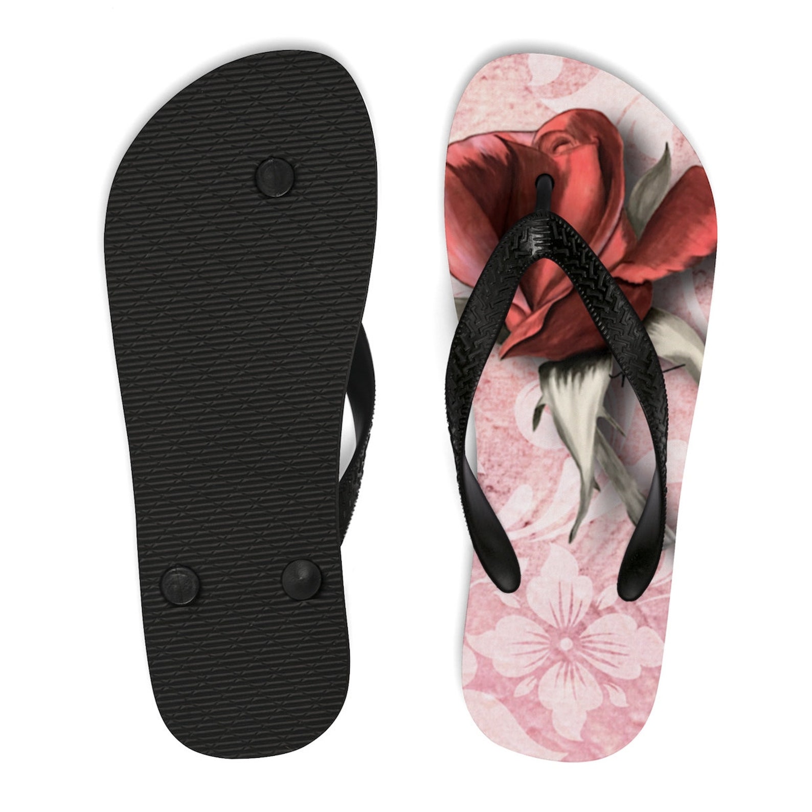 Rose Flip-flops Original Hand Painted Rose on Beach Flip | Etsy