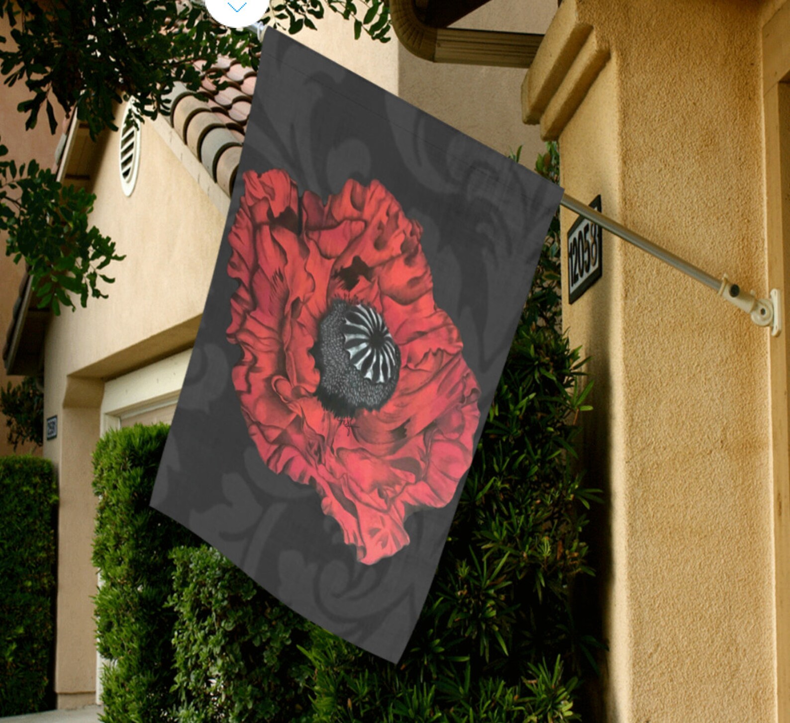 Decorative Red Poppy Garden Flag or House Flag Original Hand | Etsy