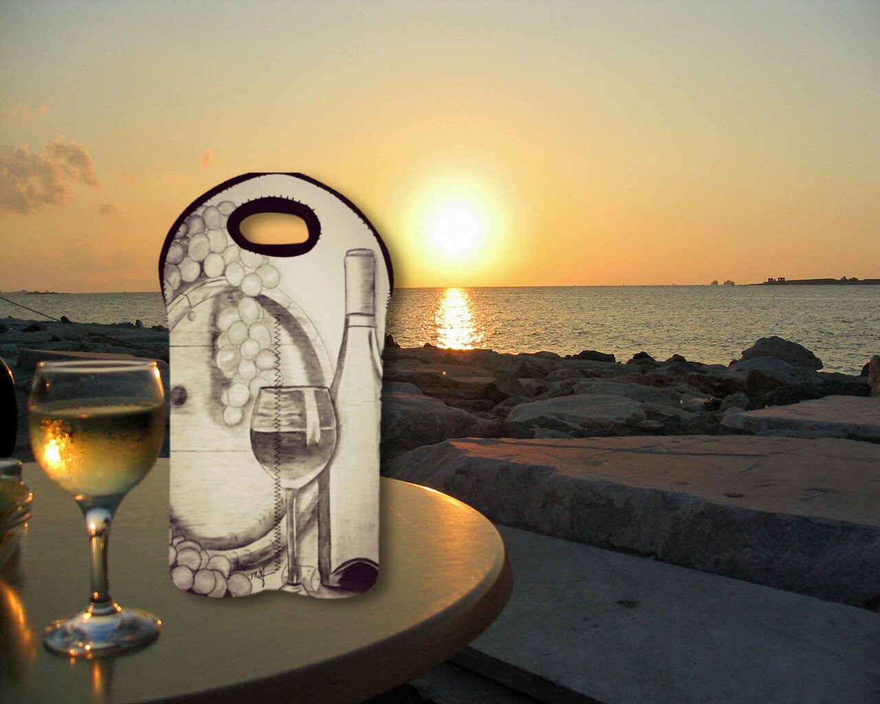 Wine Tote Bag Wine Barrel Grapes Wine Carrier Neoprene | Etsy