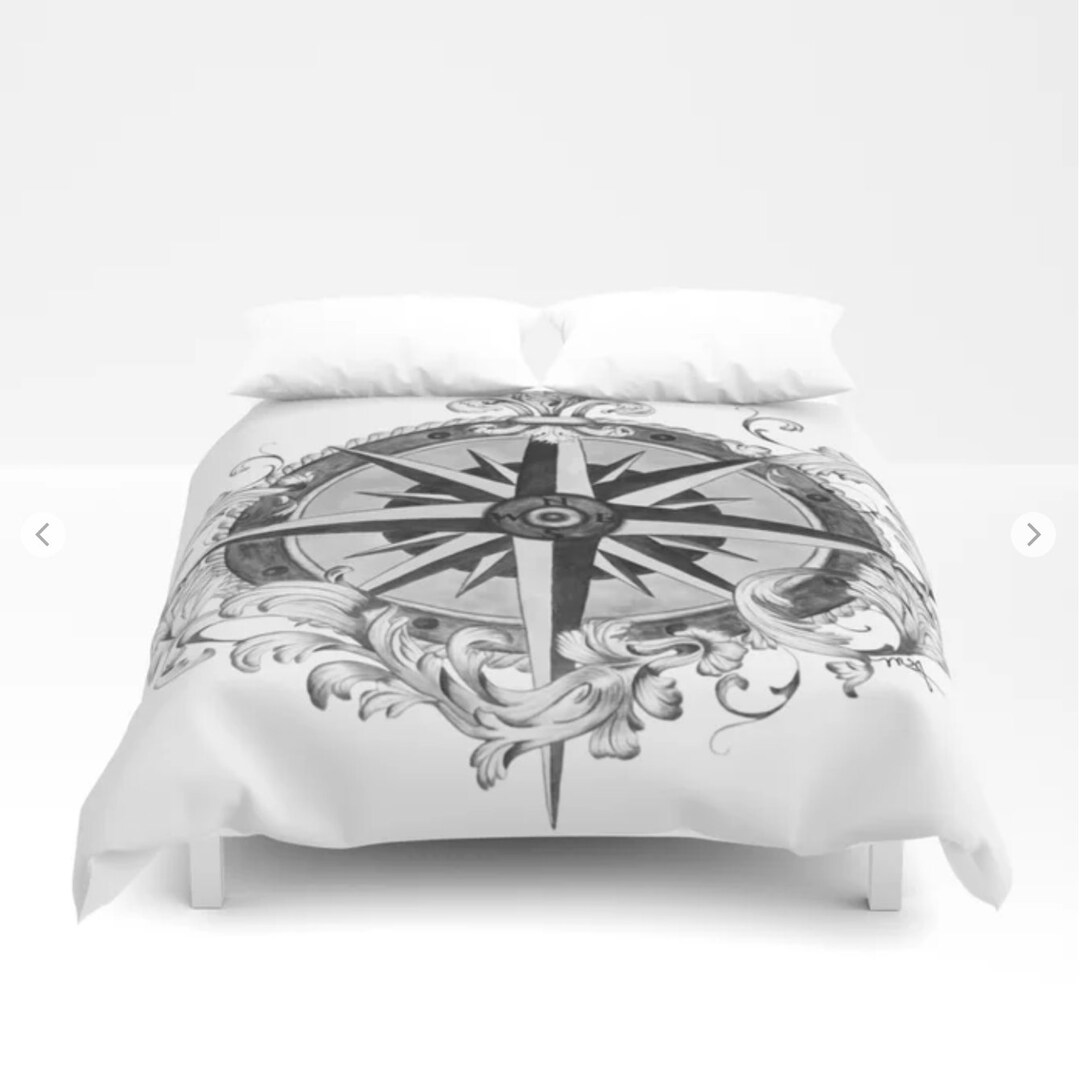 Comforter or Duvet Cover Original Art Compass Rose Hand - Etsy