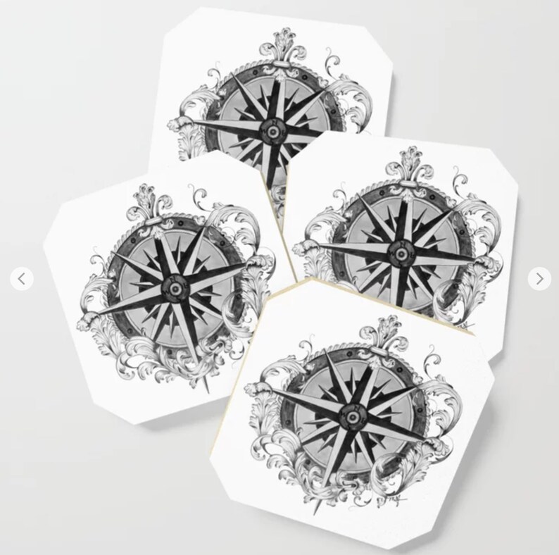 Placemats Original Hand Painted Compass Rose Design on a Set - Etsy