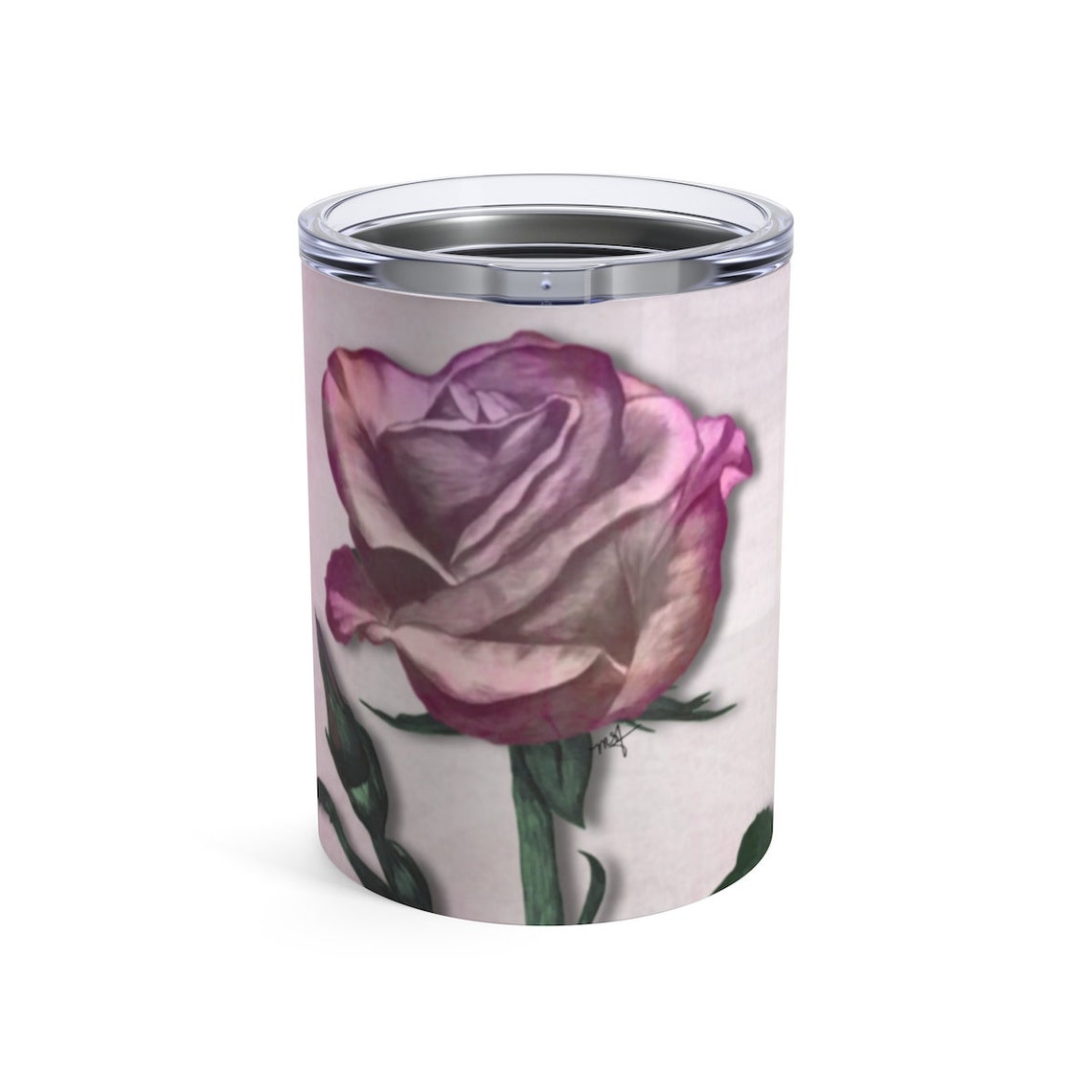 Original Rose Tumbler Custom Hand Painted Pink Rose Art on 10 - Etsy