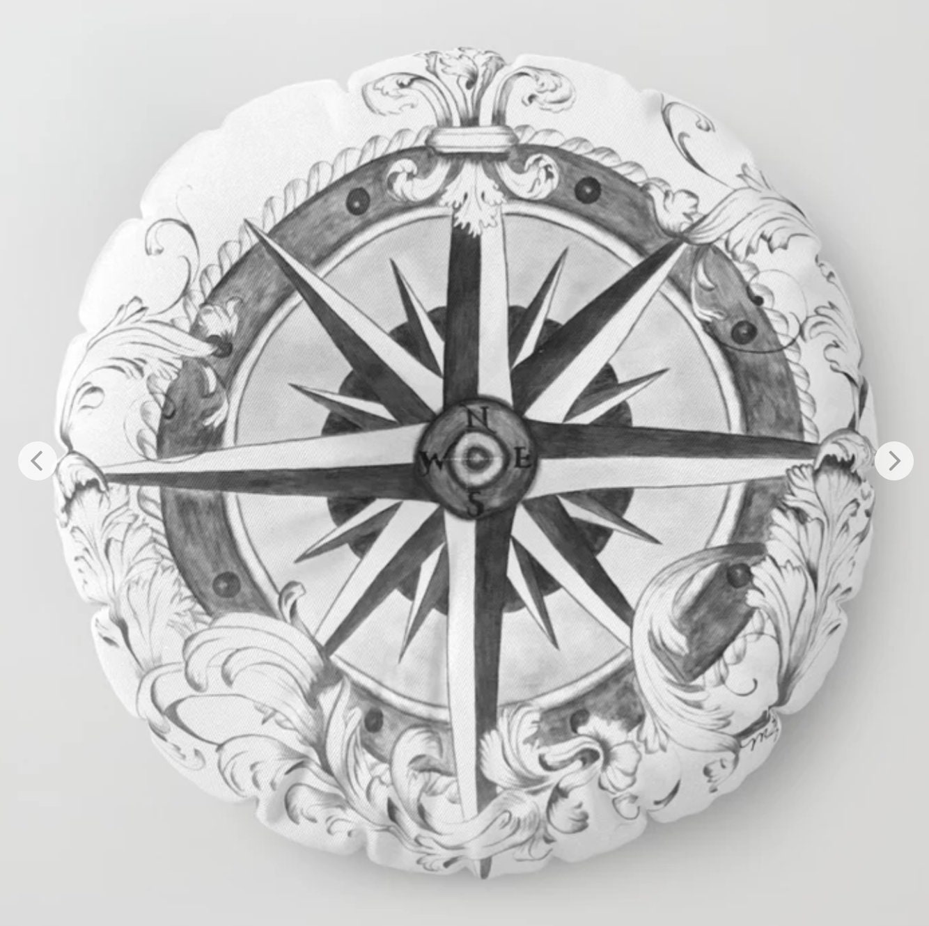 Compass Rose Pillow Original Hand Painted Compass Rose on a - Etsy