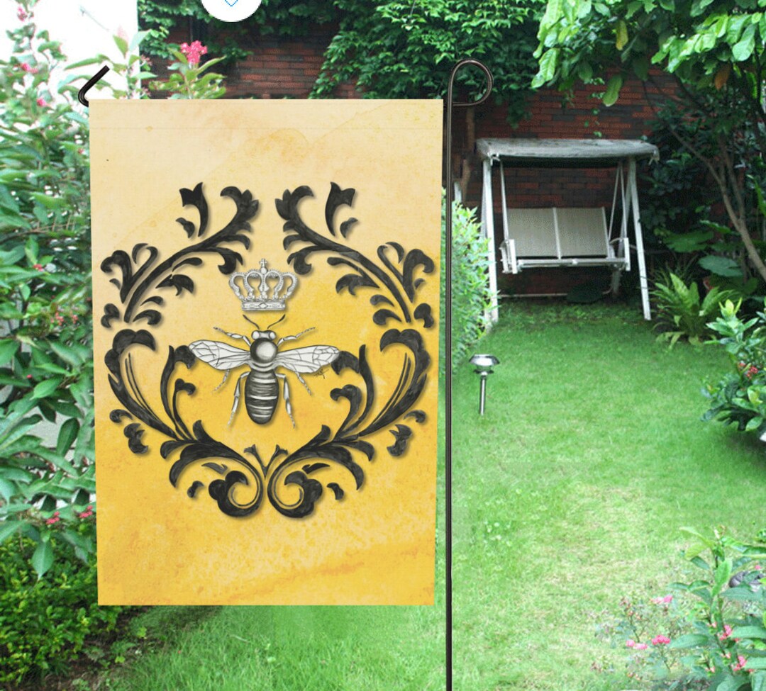 Drapeau décoratif de jardin dabeille ou drapeau de maison, damas peint ...