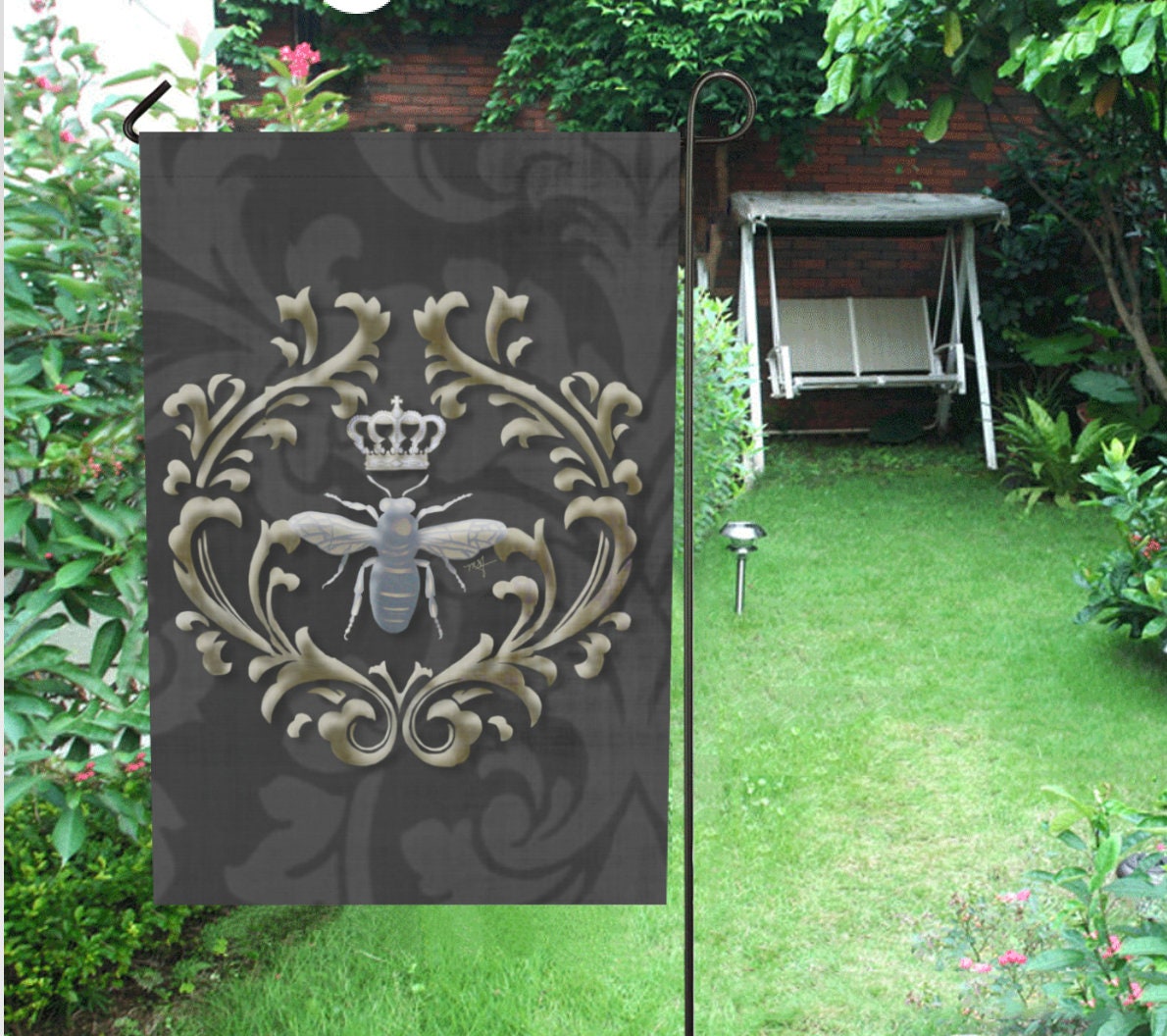 Decorative Queen Bee Garden Flag or House Flag Original Hand | Etsy