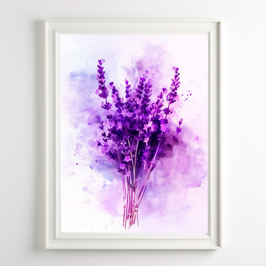 Lavender Painting Watercolor Art Print Botanical Lavender Floral Wall ...