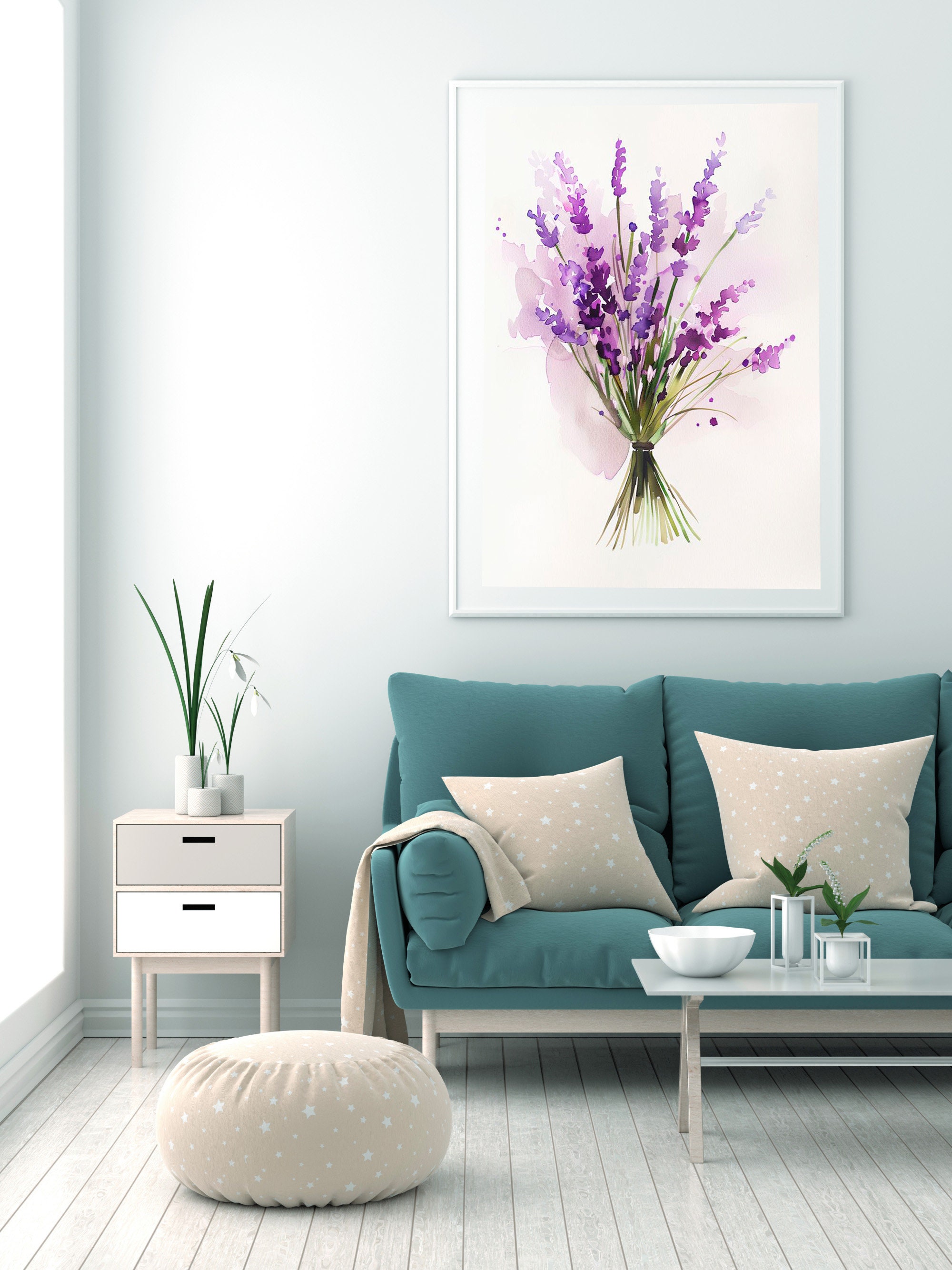 Lavender Watercolor Print Flowers Painting Lavender Wall Art Floral ...