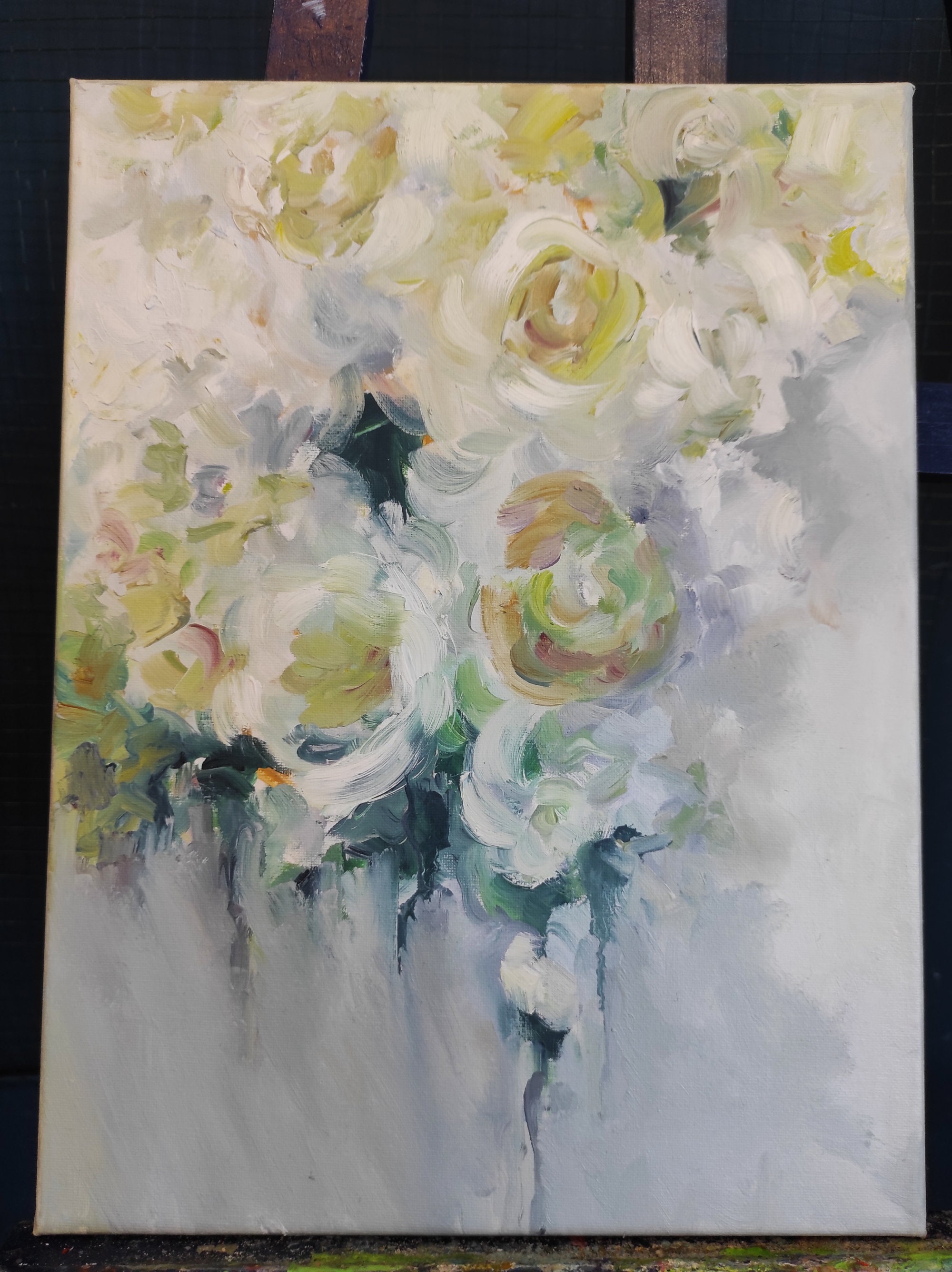 White Flower Painting Original Art Impasto Oil Painting White Floral ...