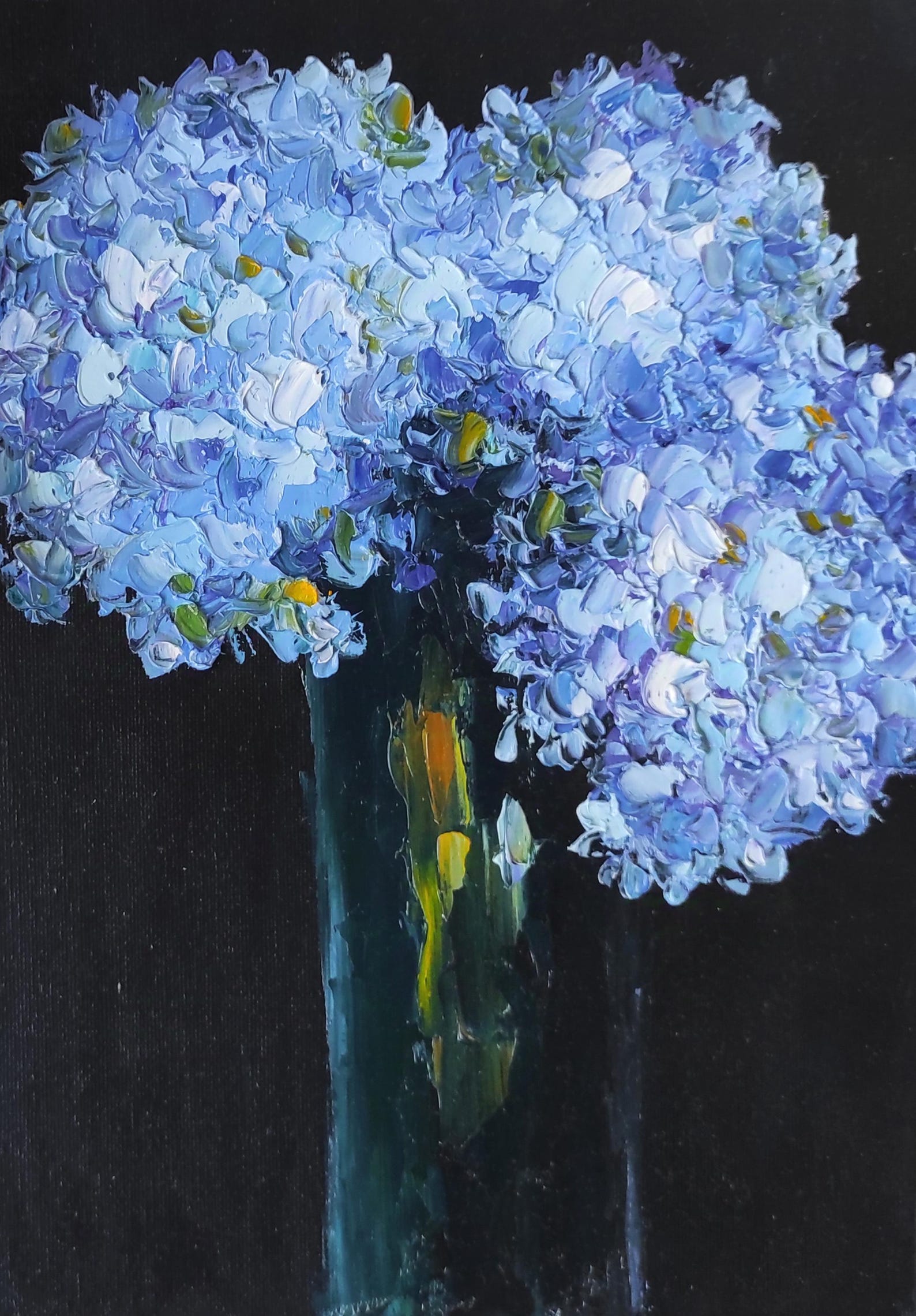 Blue Hydrangea Oil Painting Original Textured Floral Art Modern Impasto ...