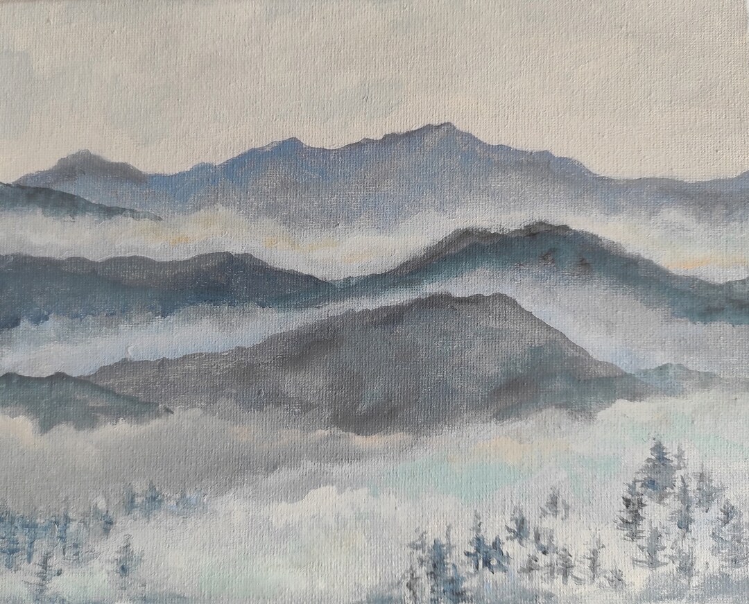 Blue Ridge Mountains Painting Original Art Small Artwork Oil on Canvas ...