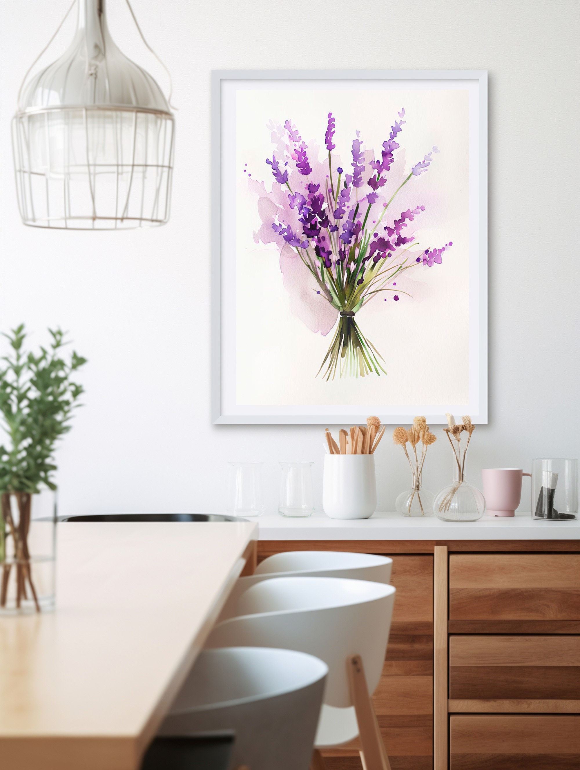 Lavender Watercolor Print Flowers Painting Lavender Wall Art Floral ...