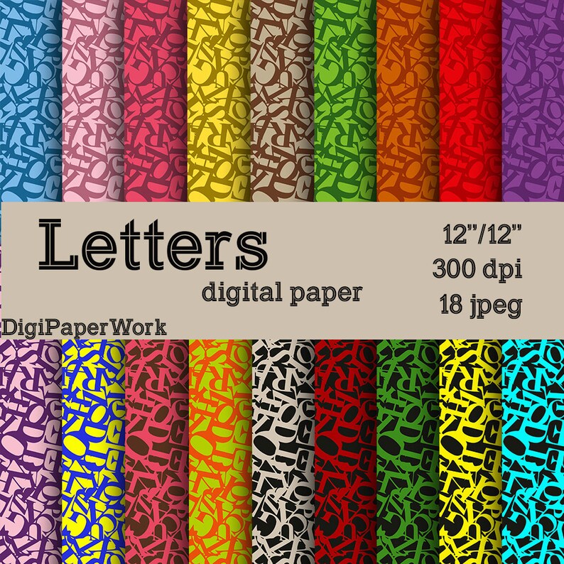 Letters Digitales Papier Buchstaben Muster Digital Paper Chaos Papier Letters Digitales Papier Buchstaben Muster Digital Paper Chaos Papier