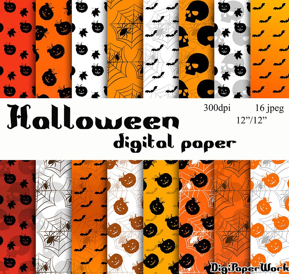 Halloween Digital Paper Instant Download Cobweb Spider Paper Digital ...