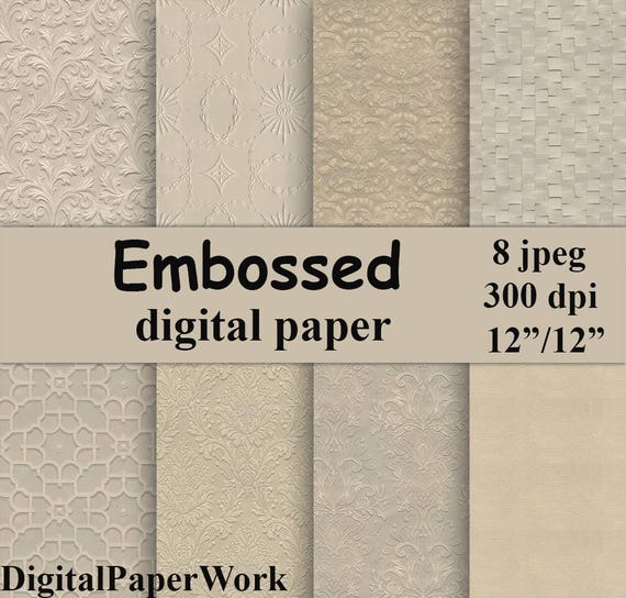 Embossed Seamless Digital Paper Beige Digital Paper Pack | Etsy