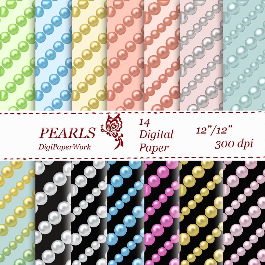Pearls Digital Paper Instant Download Pearl Pattern Pearls Background ...