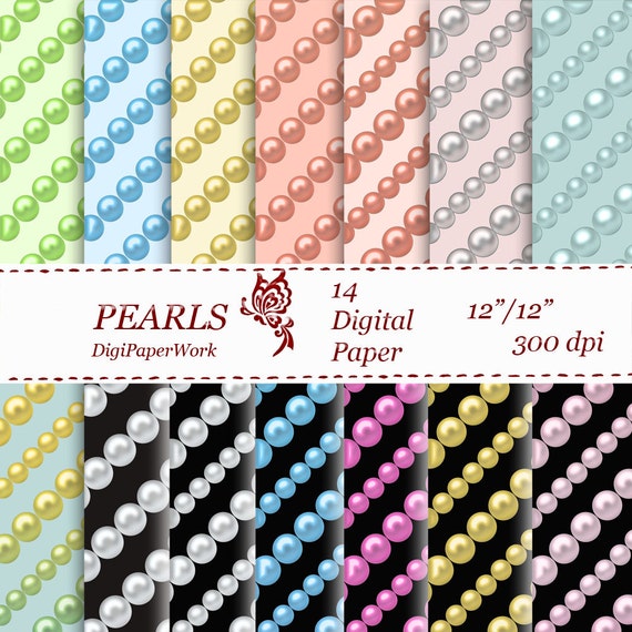 Pearls Digital Paper Instant Download Pearl Pattern Pearls | Etsy