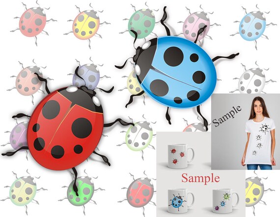Ladybugs clipart ladybird Colorful Digital Clipart Instant | Etsy