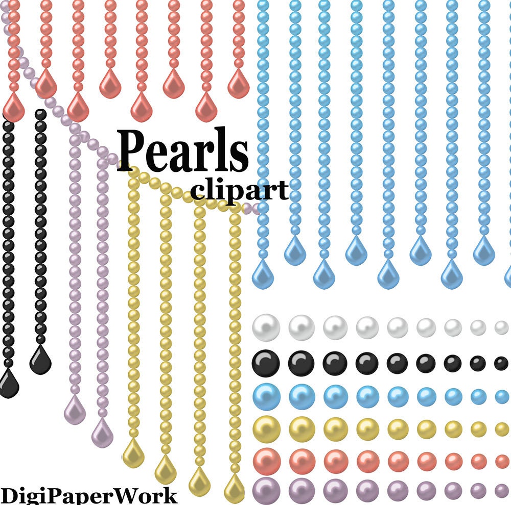 Pearl Strands Clipart: Digital Scrapbooking Elements (PNG) - Etsy