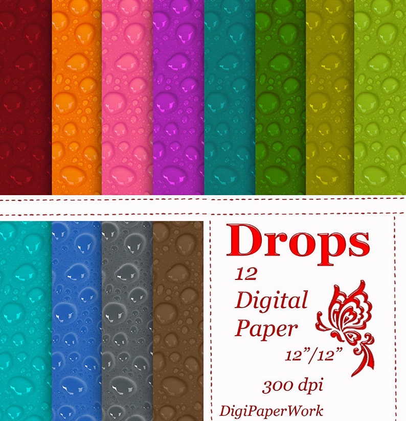 Drops Digital Paper Scrapbooking Instant Download Drops Pattern Drops ...