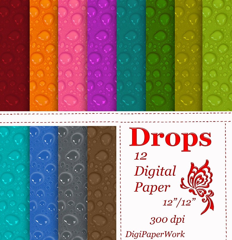 Drops Digital Paper Scrapbooking Instant Download Drops Pattern Drops ...