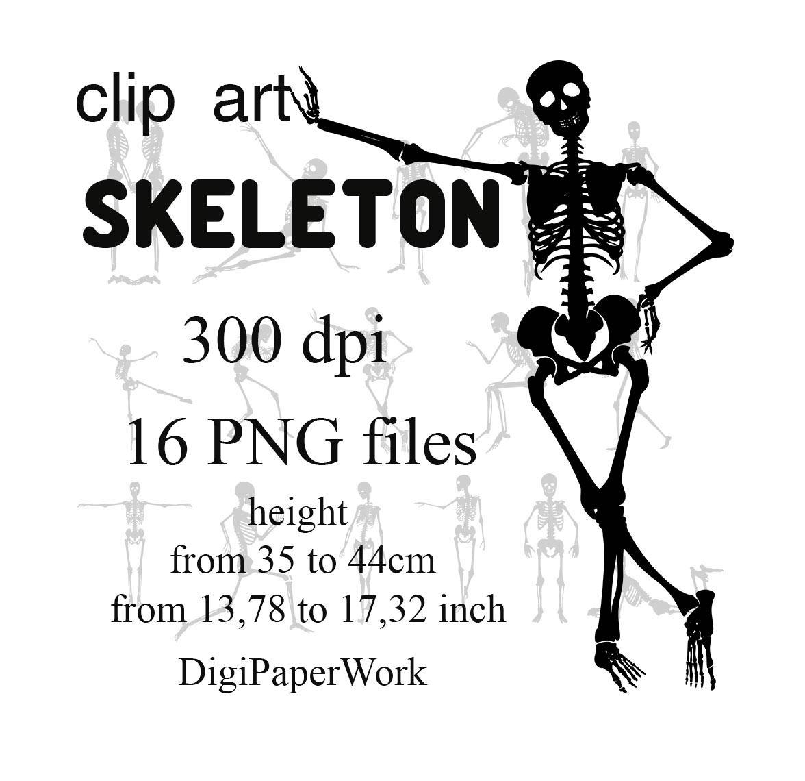 Silhouettes Skeleton Clipart Halloween Skeleton Digital Clipart Instant ...