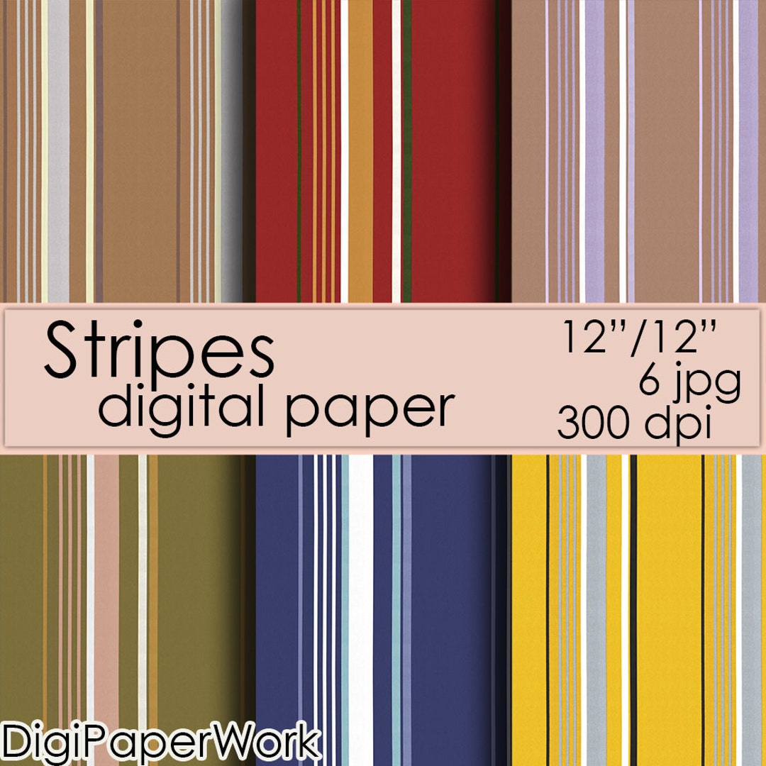 Stripes Digital Paper Instant Download Scrapbook Paper Digital Stripes ...