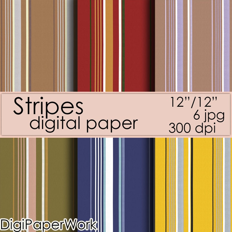 Stripe Digital Paper - Etsy