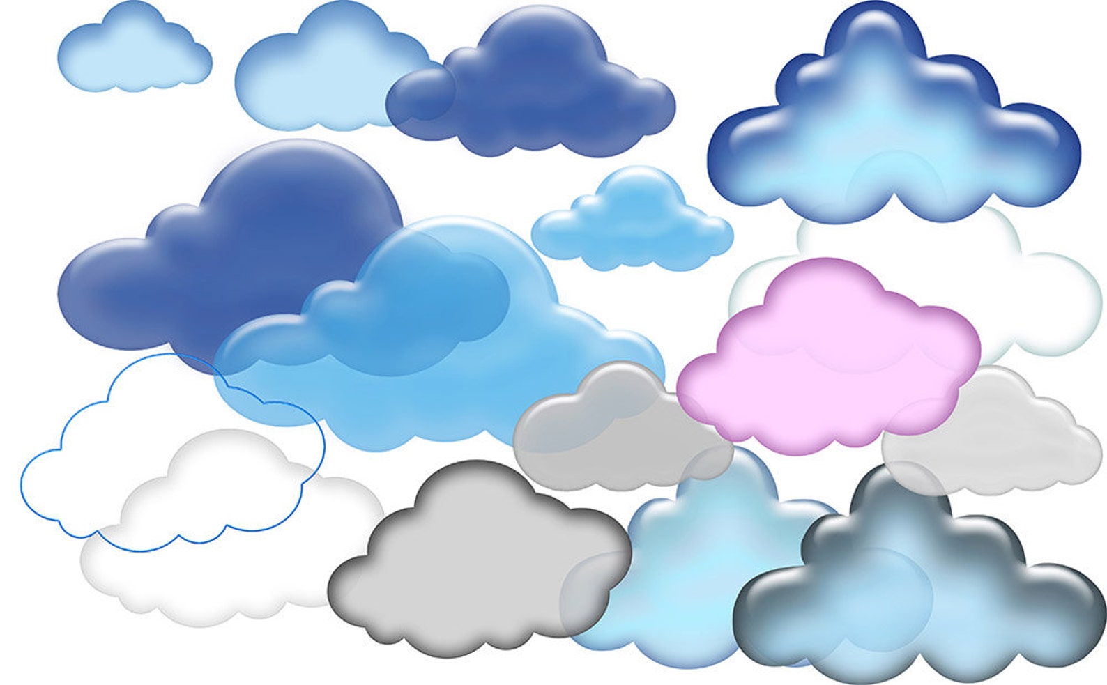Cloud Clip Art Clouds Clipart Printable Digital 16 Clouds Scrapbooking ...