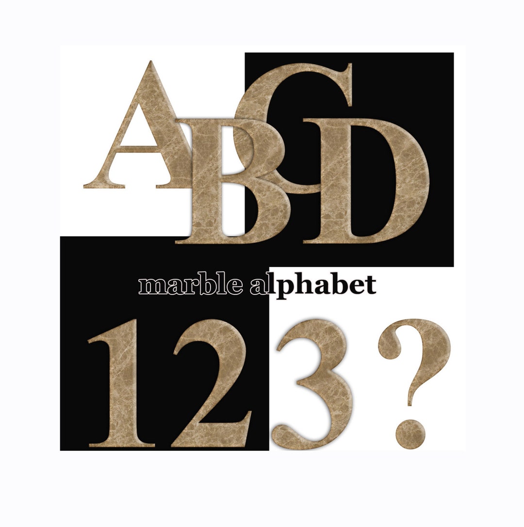 Marble Digital Alphabet, Clipart Digital Alphabet Signs Marble Monogram ...