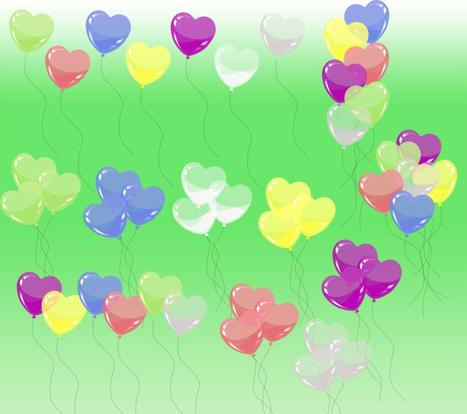 Balloons Clipart Heart Balloons Clip Art Valentine's Day - Etsy