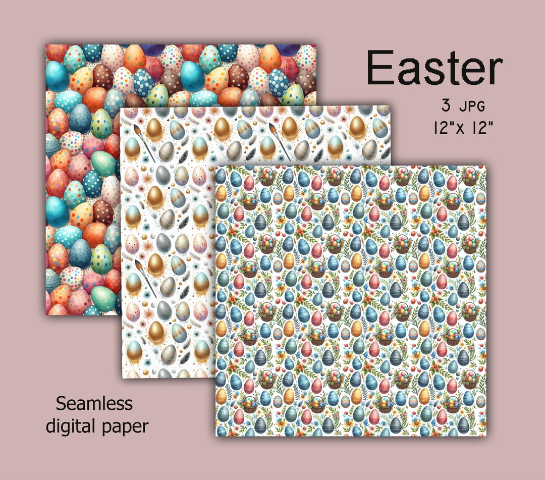 Easter Eggs Digital Paper Seamless Pattern Happy Easter Paper Personal ...