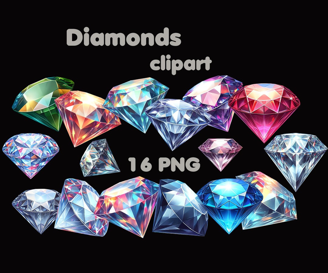 Diamonds Clipart Set Rainbow Gems Clipart Gemstone Clipart Personal and ...