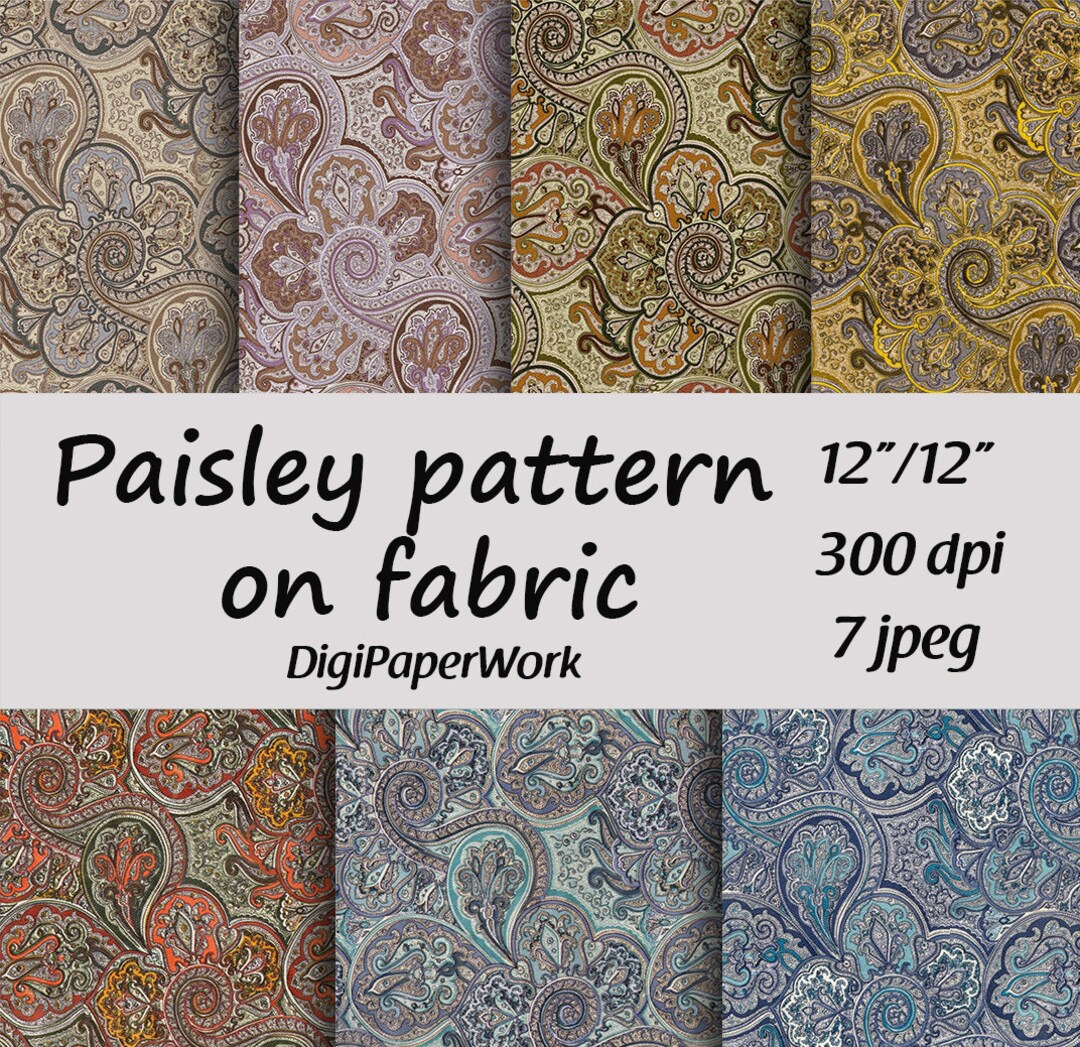 Paisley Digital Paper Fabric Paisley Background Instant Download for ...