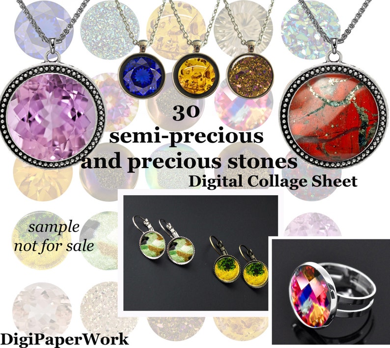 Gemstones Digital Collage Sheet Semi-precious and Precious Stones ...
