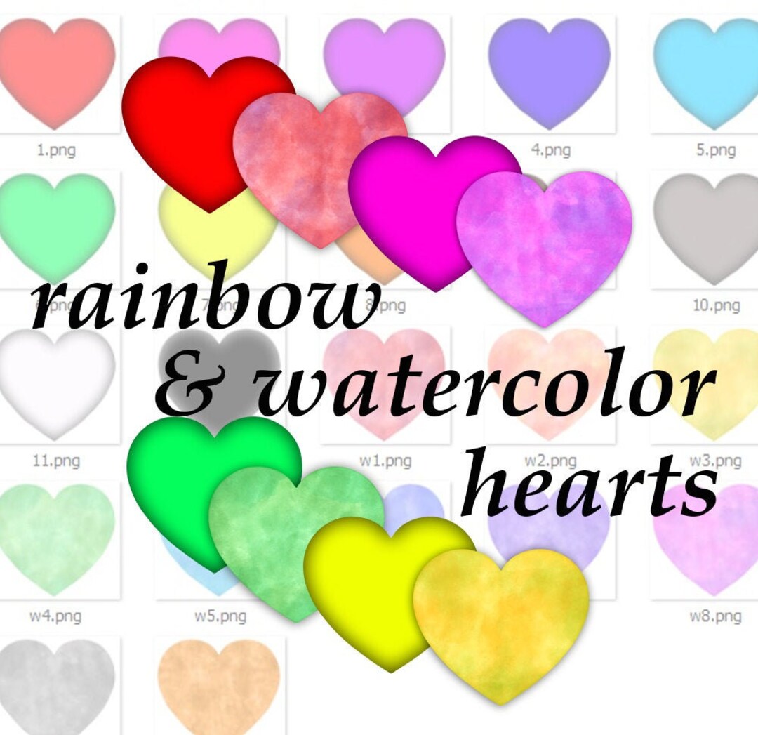 Watercolor Hearts Clipart Valentine's Day Graphics (digital Download ...