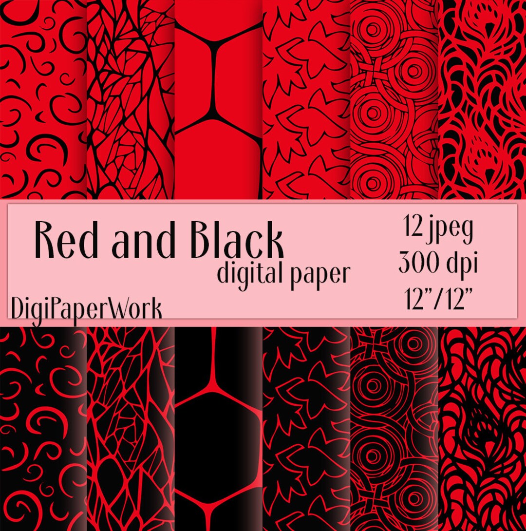 Red and Black Digital Paper Fluorescent Red Color Background - Etsy