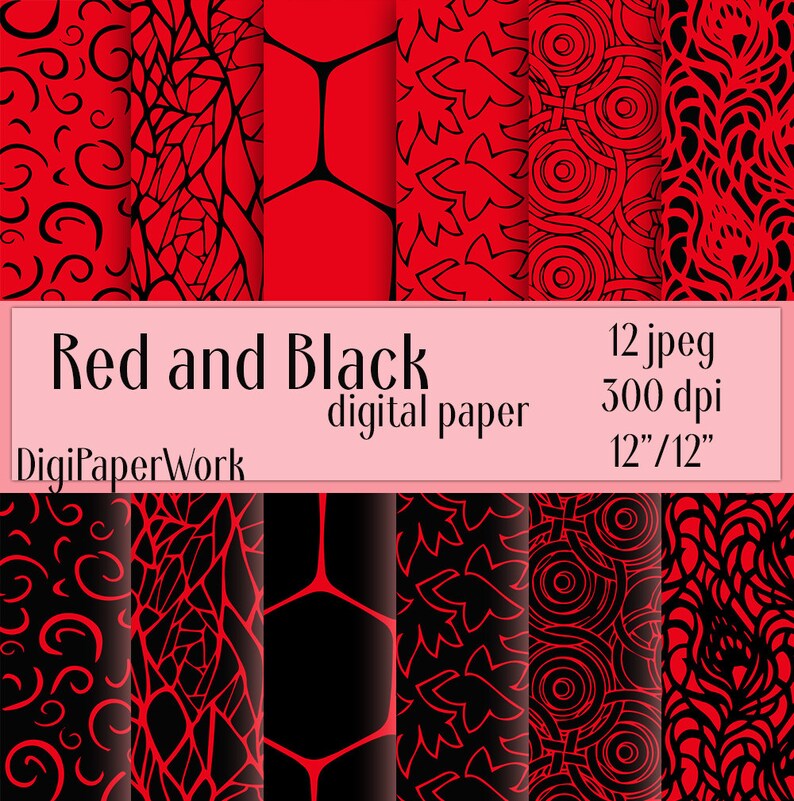 Red and Black Digital Paper Fluorescent Red Color Background - Etsy