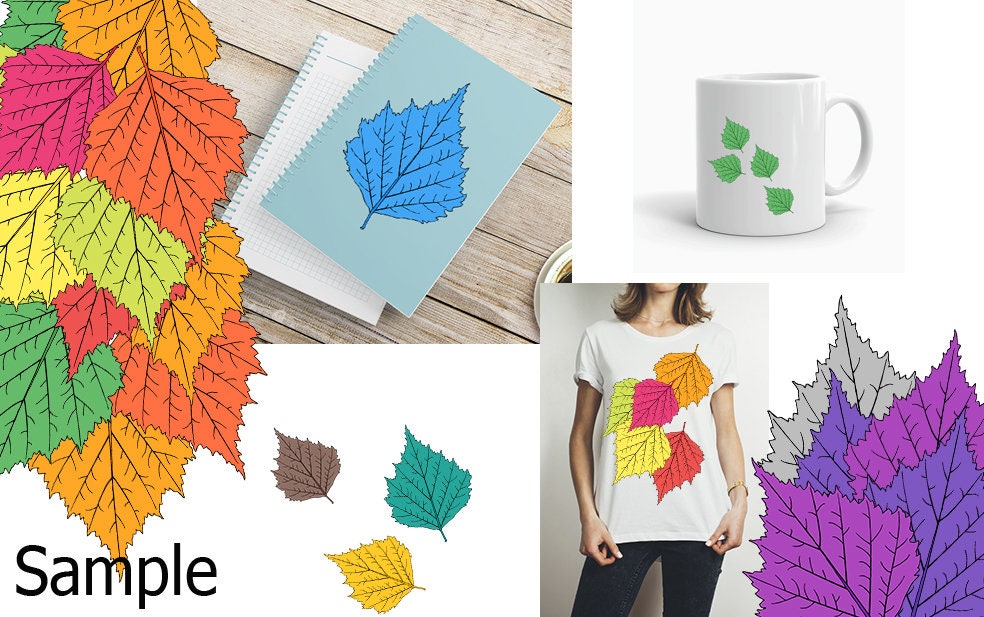 Rainbow Leaves Clipart Colorful Leaves Clip Art Instant Download - Etsy UK