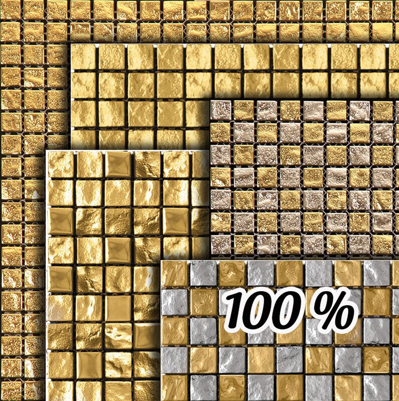 Gold Mosaic Digital Paper Digital Mosaic Background Gold - Etsy