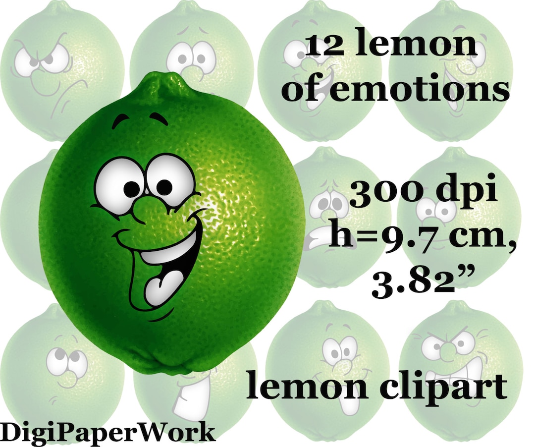 Lemon Clipart Emotions Lemon Clip Art Digital Scrapbooking Elements ...