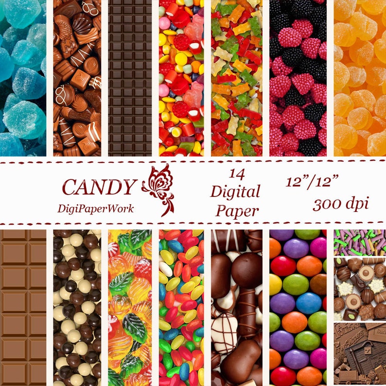 CANDY Digital Paper Instant Download Digital Paper Pack Scrapbook Paper ...