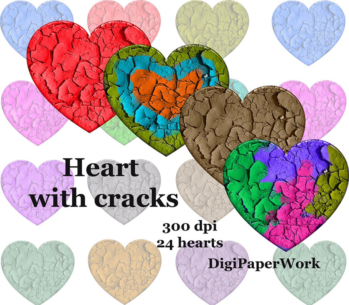 Heart Clipart, Heart With Cracks, Valentine Clip Art Cracked Heart ...