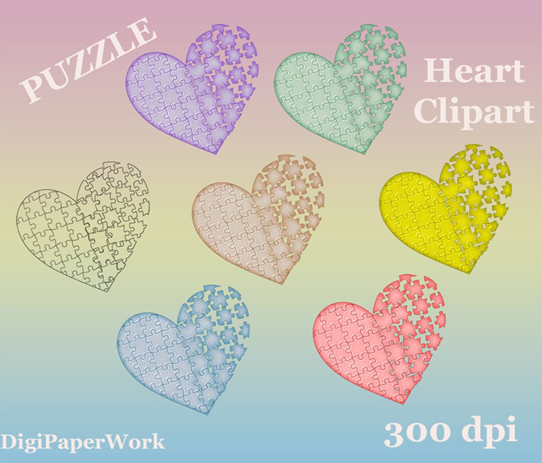 Puzzle Heart Clipart, Heart Valentine Clip Art, Pastel Heart Download ...