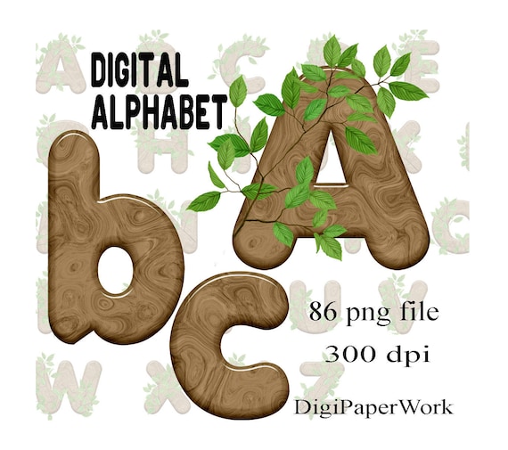 Digital Alphabet Tree Branch Alphabet Clipart Monogram - Etsy