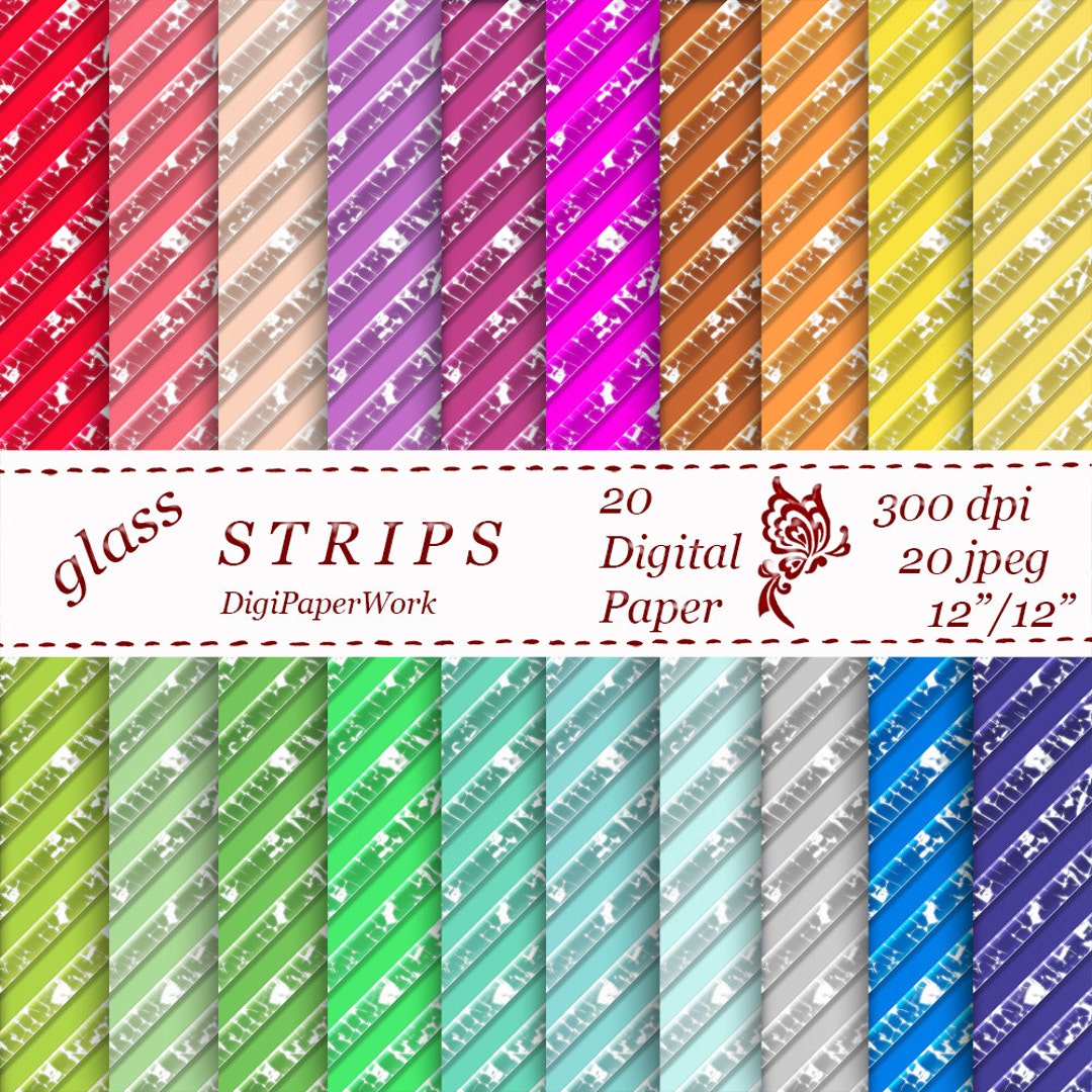Stripe Digital Paper Diagonal Stripes Digital Paper 20 Colors - Etsy